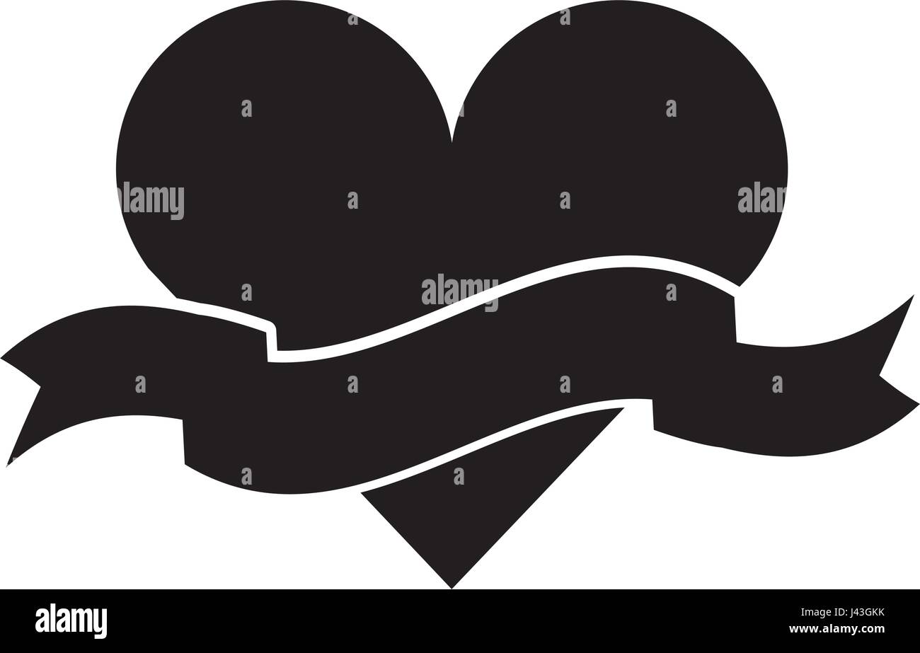 heart love with ribbon romantic icon Stock Vector Image & Art - Alamy