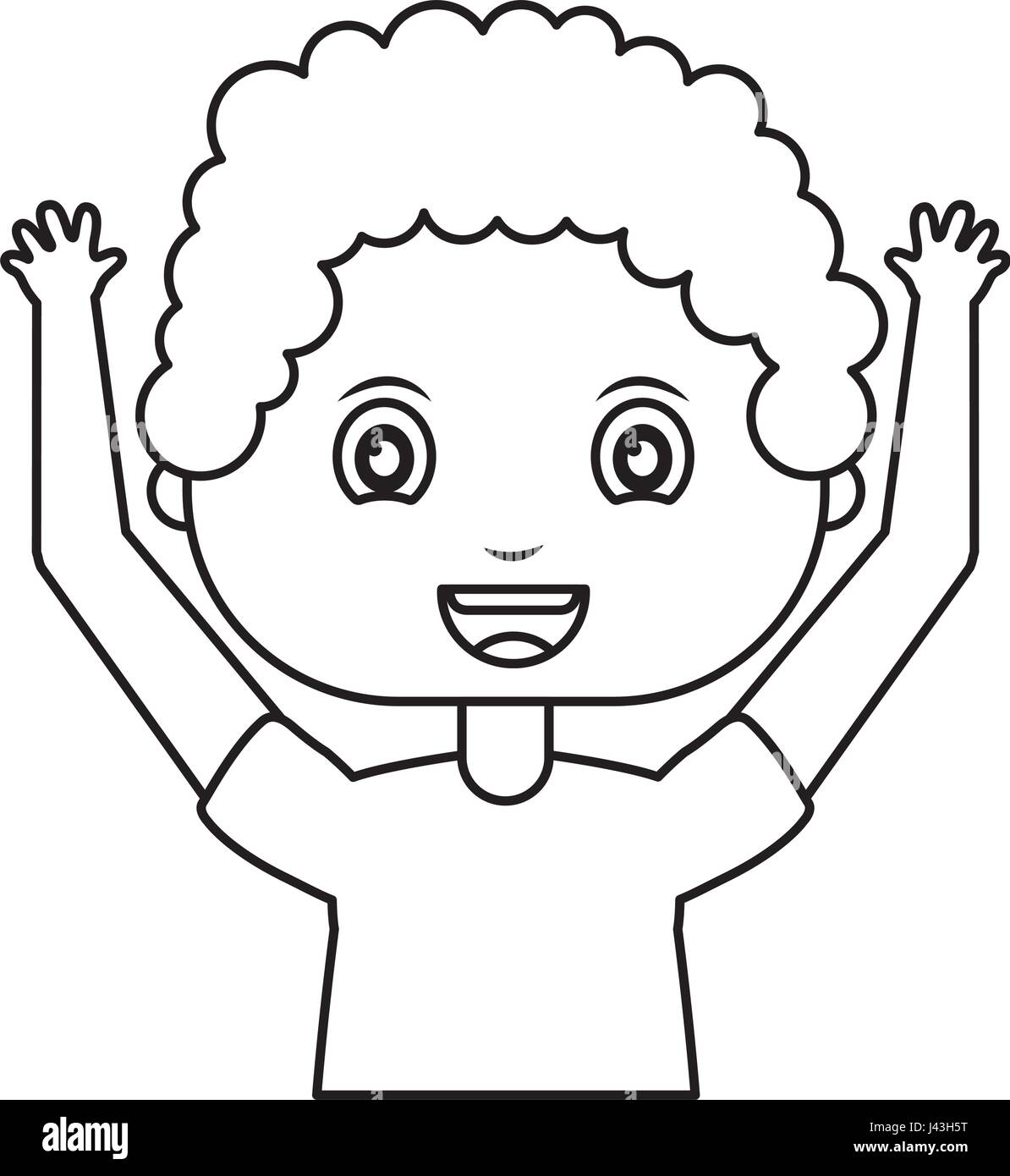 cute little boy with hands up character Stock Vector Image & Art - Alamy