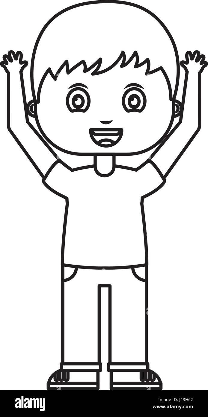 cute little boy with hands up character Stock Vector Image & Art - Alamy