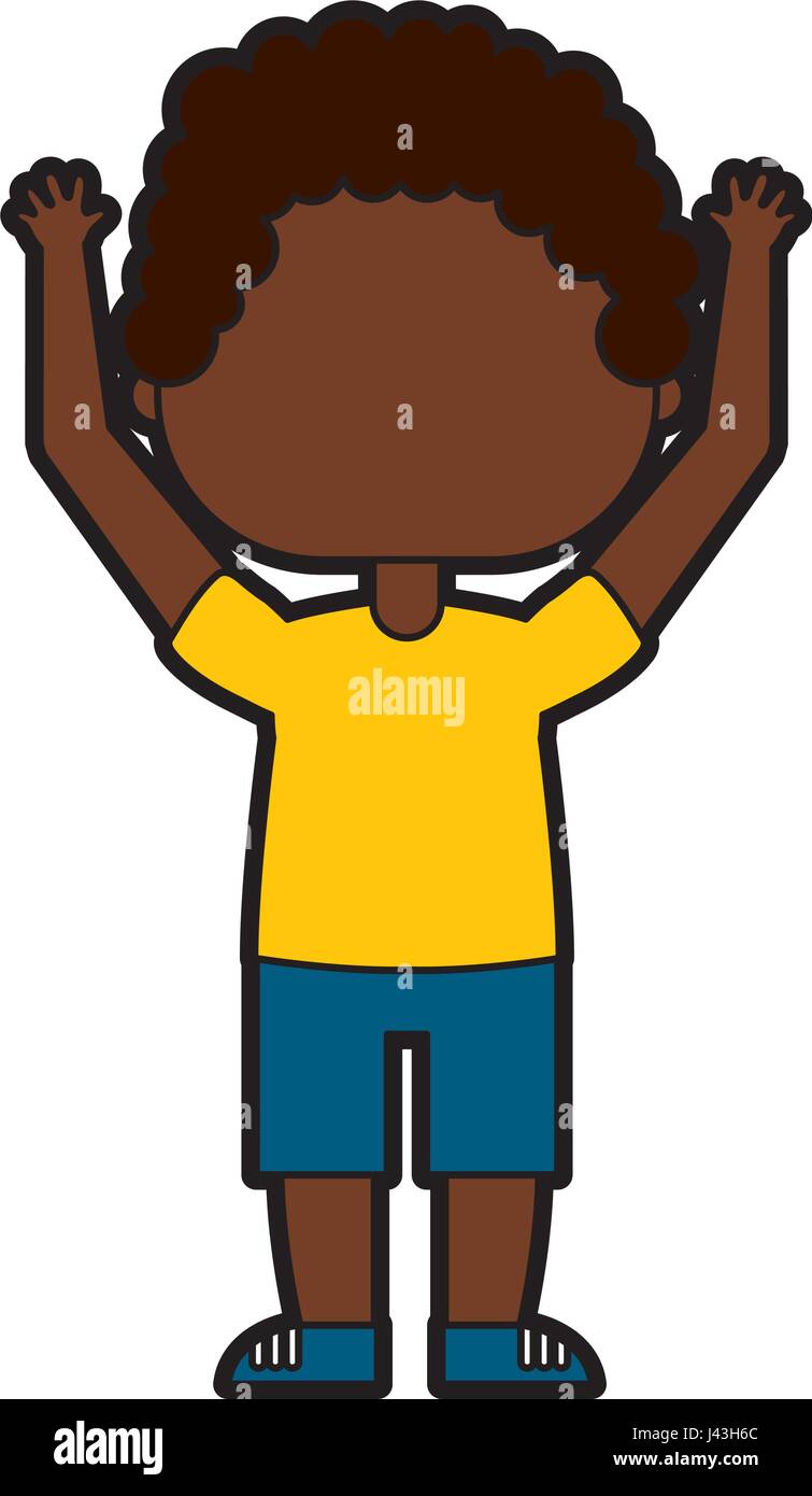 cute little boy with hands up character Stock Vector Image & Art - Alamy