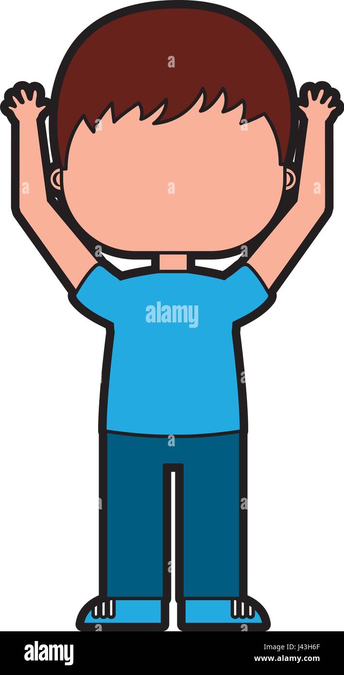 cute little boy with hands up character Stock Vector Image & Art - Alamy