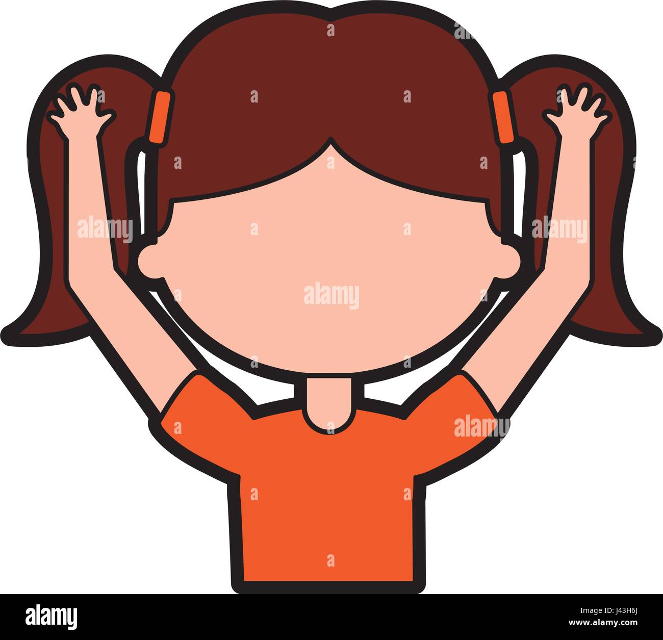 cute little girl student with hands up Stock Vector Image & Art - Alamy