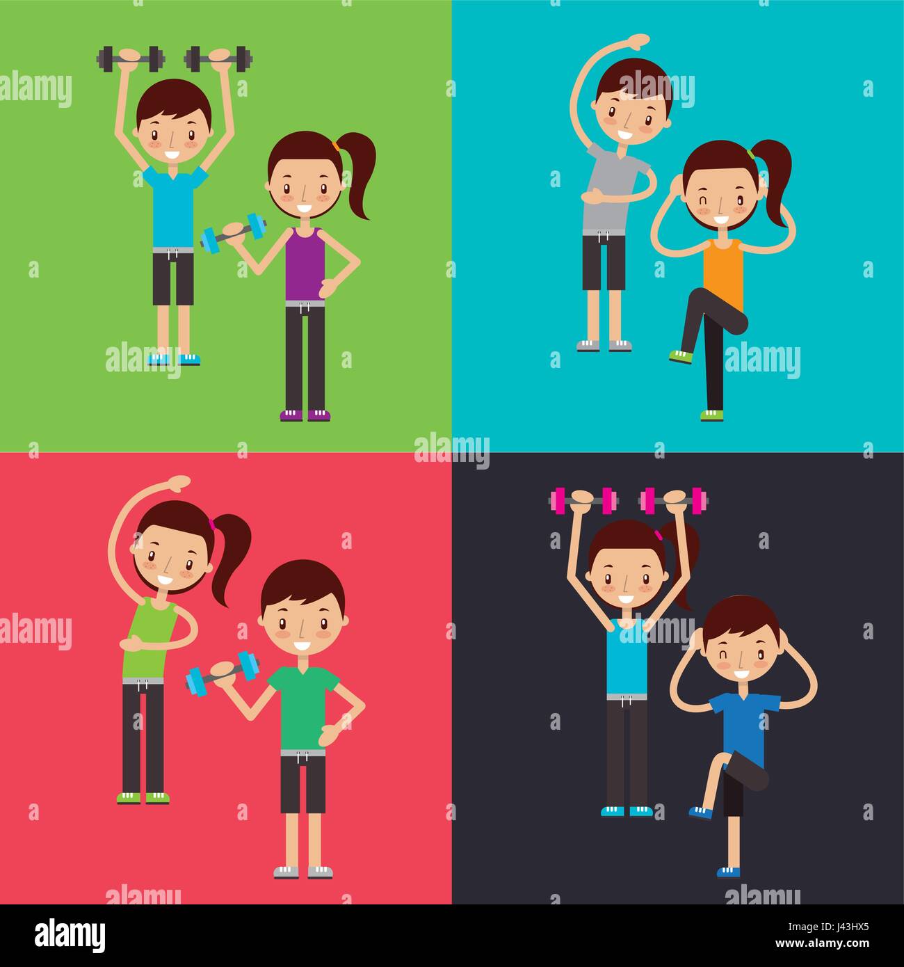 happy fitness people image Stock Vector Image & Art - Alamy