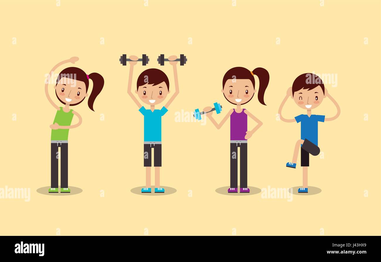 happy fitness people image Stock Vector Image & Art - Alamy