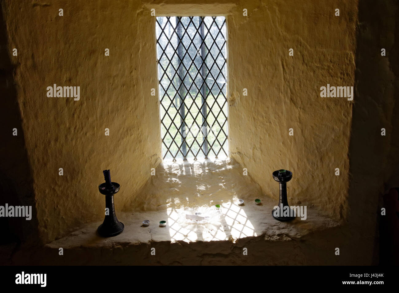 Sunlight shining through church window, Llanfrynach Church, Cowbridge ...