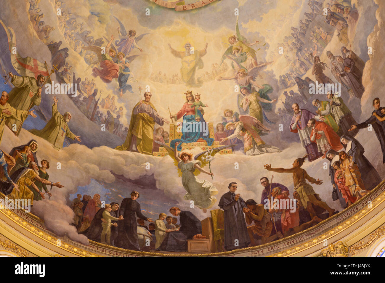 TURIN, ITALY - MARCH 15, 2017: The detail of fresco Mary Help of ...