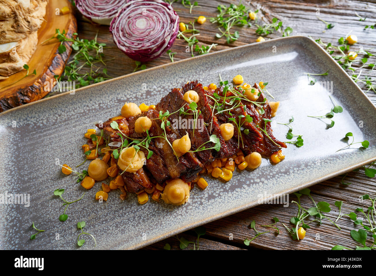 Jacks beef with corn USA meat recipe Stock Photo - Alamy