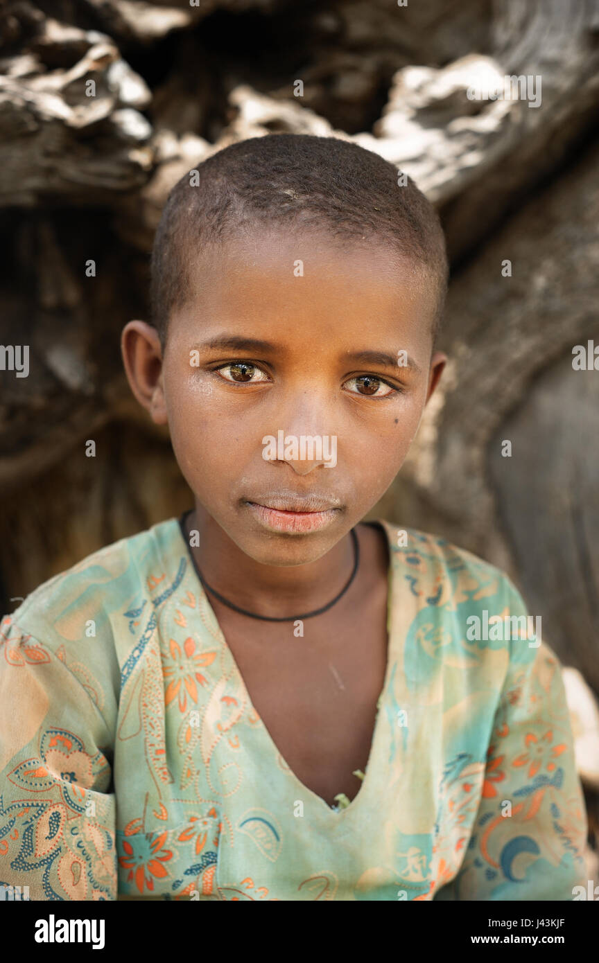 TIGRAY, ETHIOPIA - SEP 17, 2013 Ethiopian child, shepherd girl from ...