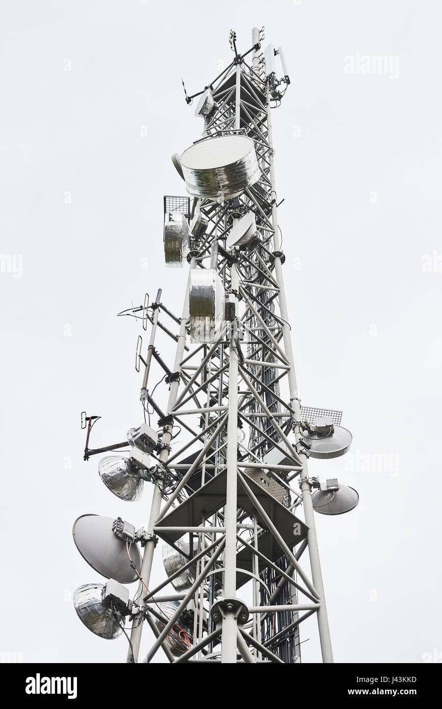 Communication Tower on white background. View from below Stock Photo ...