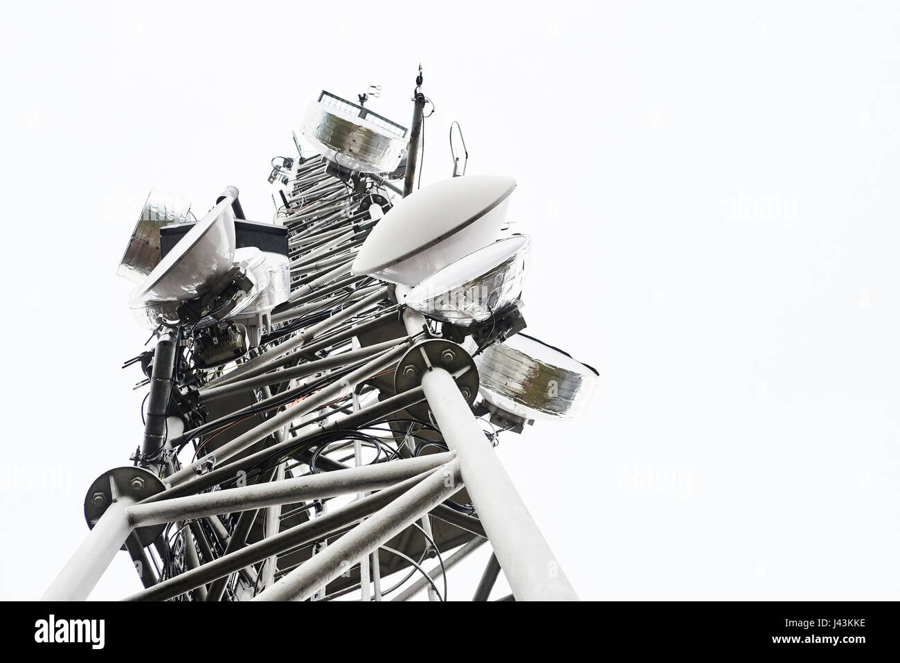 Communication Tower on white background. View from below Stock Photo ...