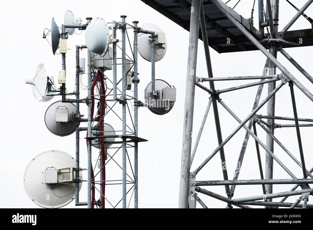 Communication Tower on white background. View from below Stock Photo ...