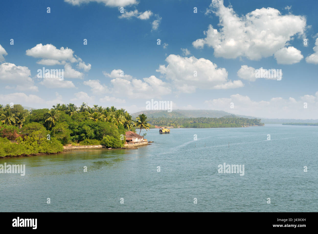Tropical landscape with palm tree. GOA, Chapora River Stock Photo - Alamy