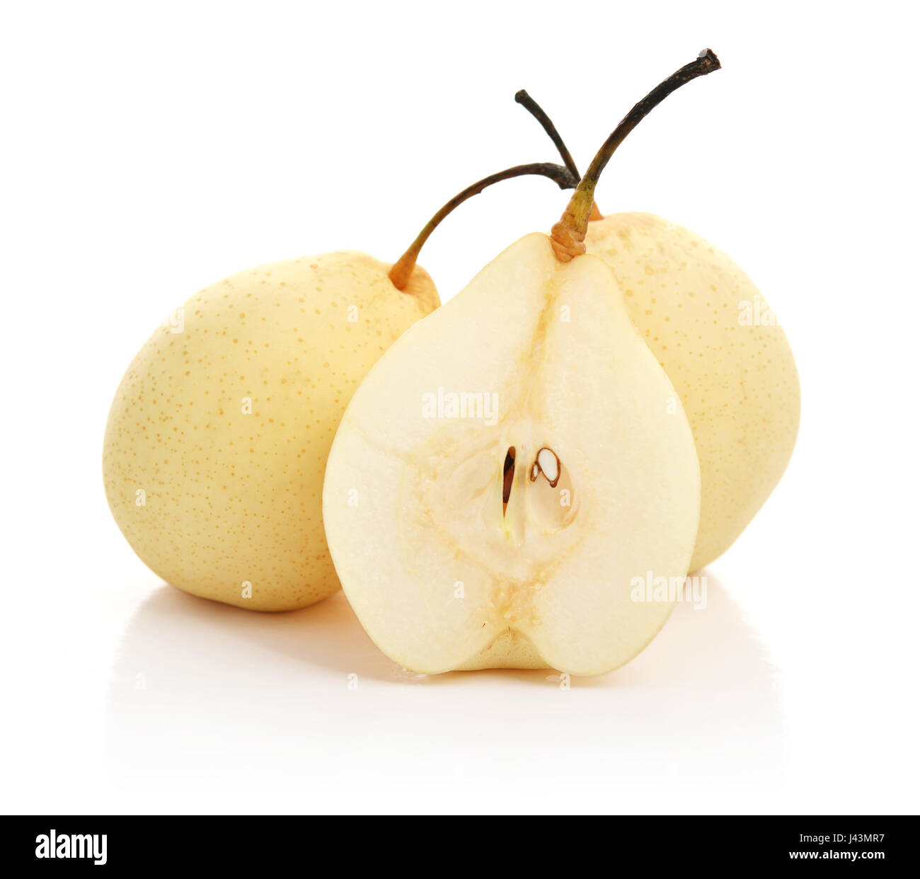 Ripe pears nashi isolated on white background Stock Photo - Alamy