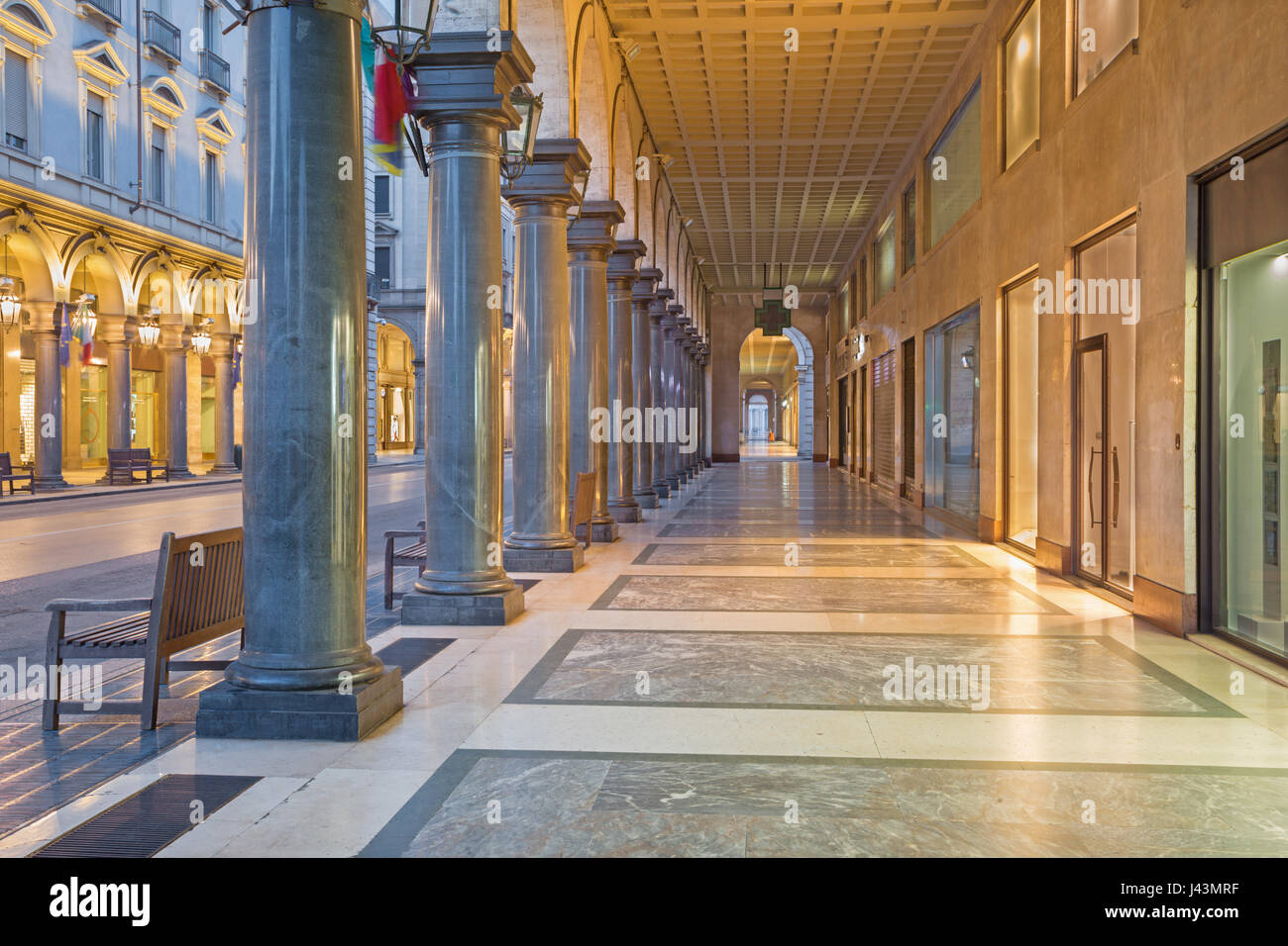 Turin - The porticoes of of Via roma street at dusk Stock Photo - Alamy