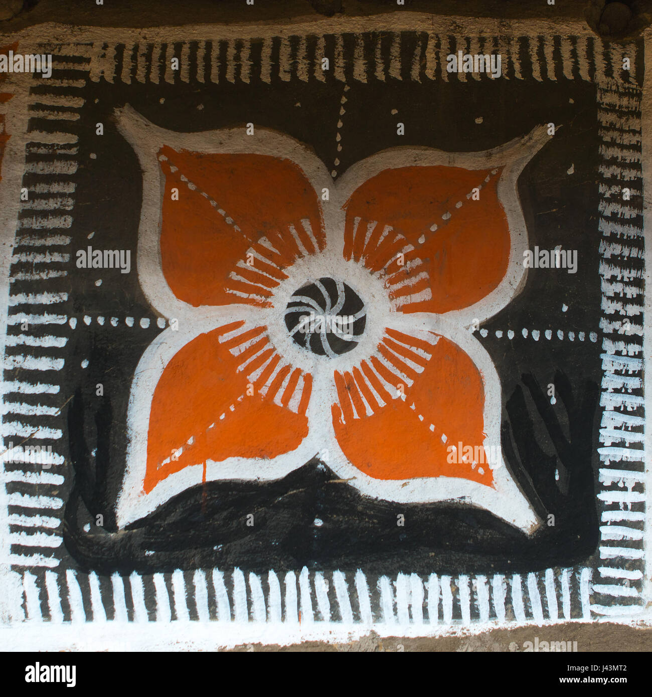 Flower on a painted house, Kembata, Alaba Kuito, Ethiopia Stock Photo ...