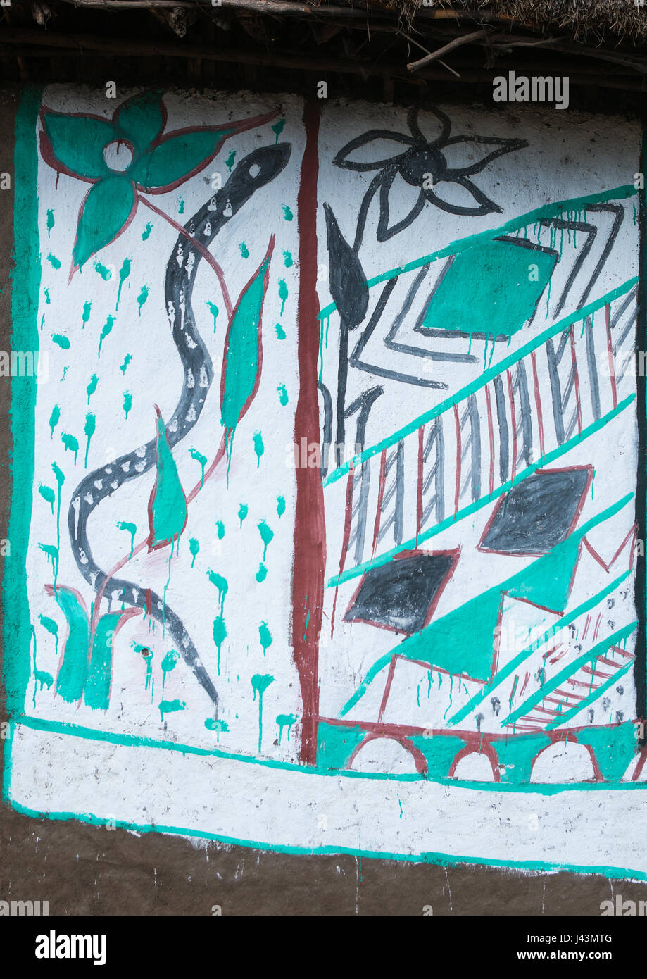 Detail of a painted house, Kembata, Alaba Kuito, Ethiopia Stock Photo ...