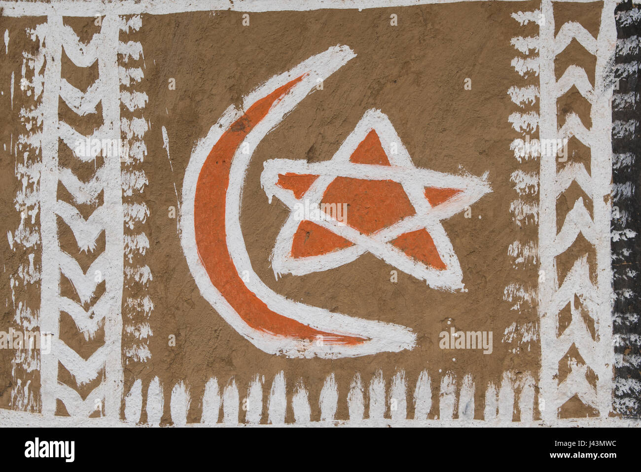 Stat and moon on a painted house, Kembata, Alaba Kuito, Ethiopia Stock ...