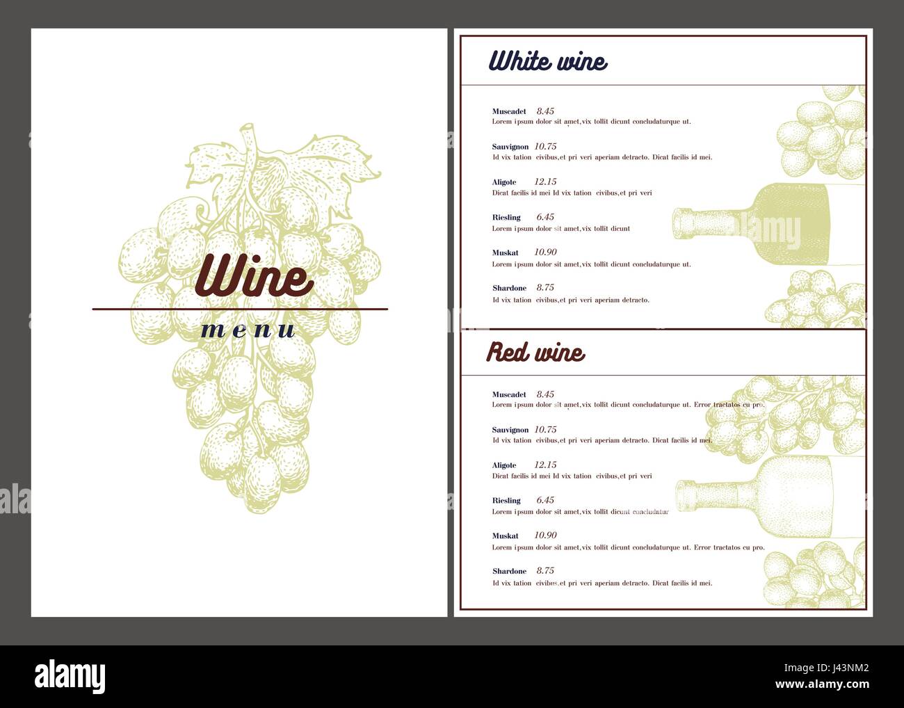 vector wine menu template. Can be use as menu, wine card design ...