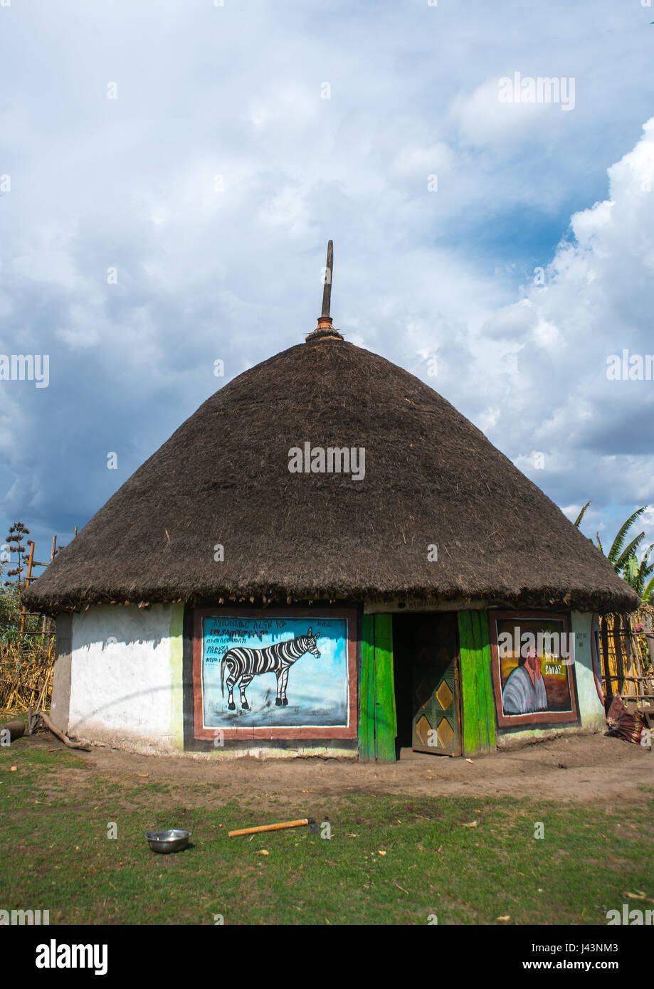 Painted house of alaba people, Kembata, Alaba Kuito, Ethiopia Stock ...