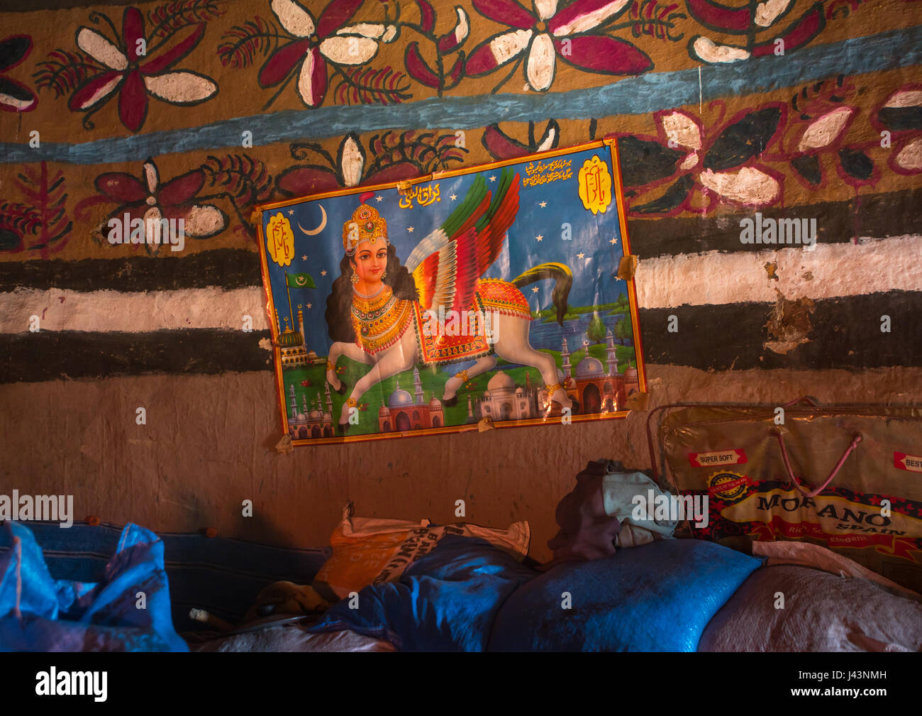 Ethiopian traditional house decorated with al buraq wined horse poster ...