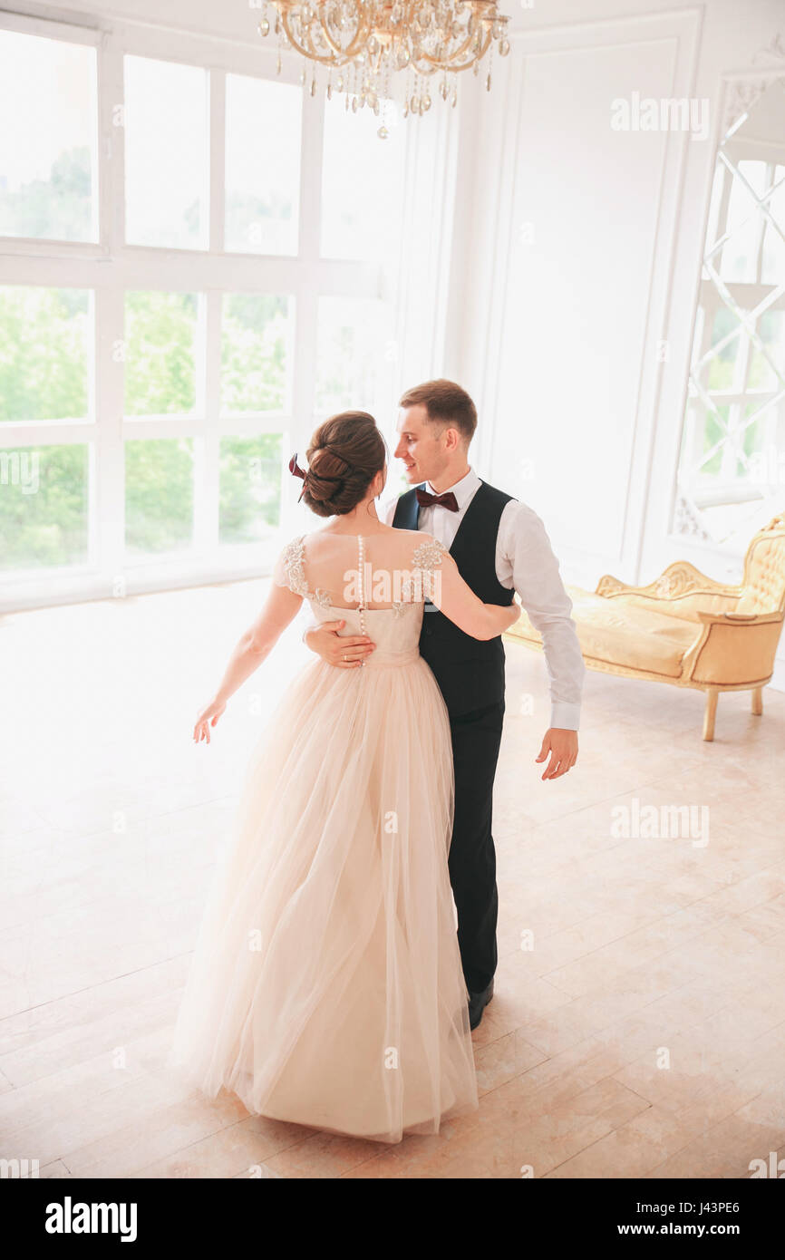 first wedding dance.wedding couple dances on the studio. Wedding day ...