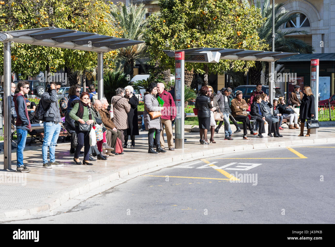 Bus Station Passengers Waiting Bus High Resolution Stock Photography ...