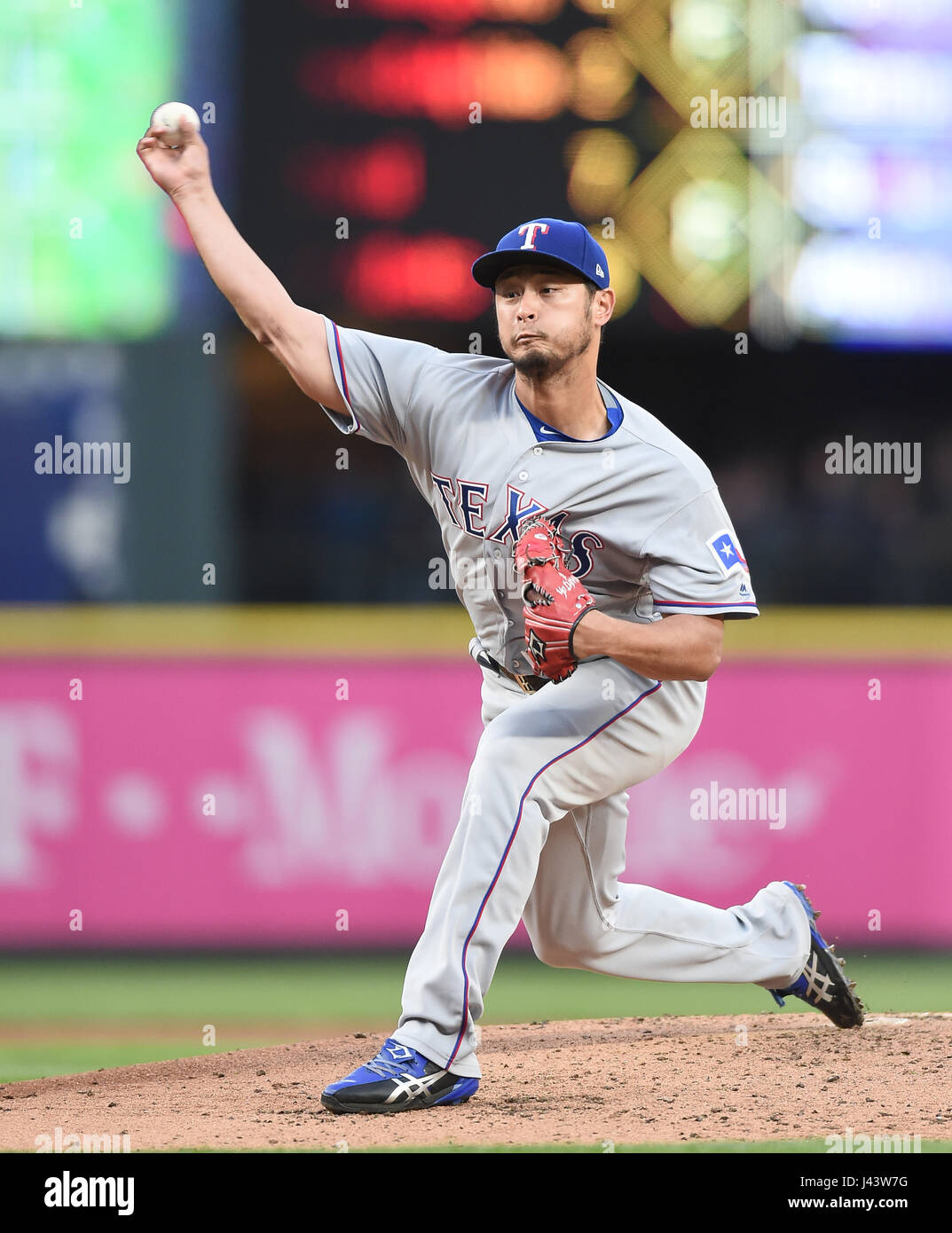 Seattle, Washington, USA. 5th May, 2017. Yu Darvish (Rangers) MLB ...