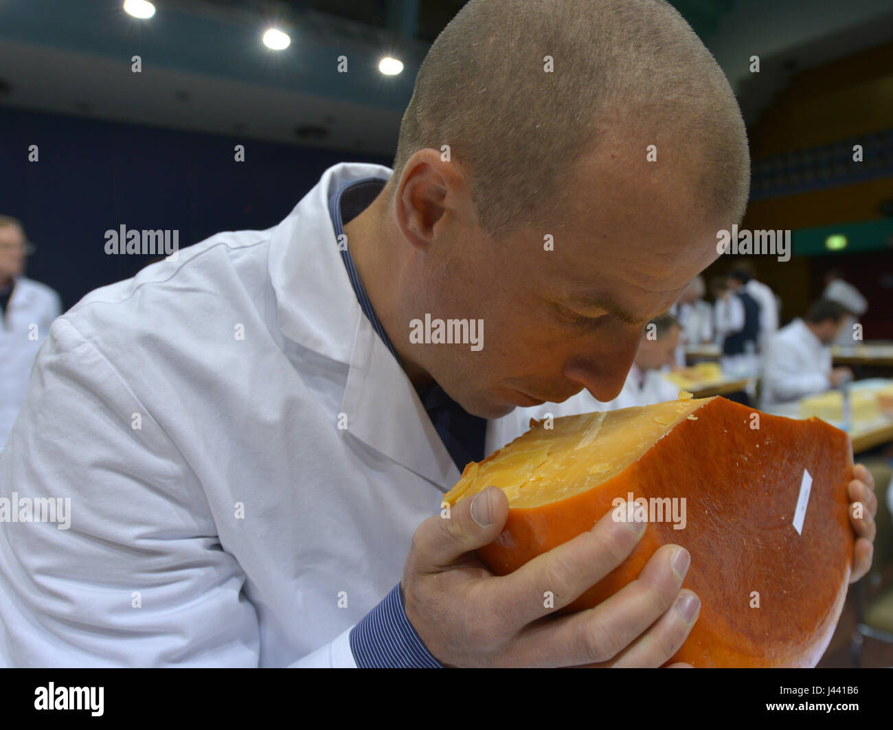 Trier, Germany. 09th May, 2017. An expert tests a cheese at Europe's ...