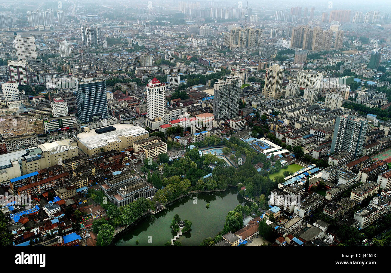 Hanzhong. 7th May, 2017. Aerial photo taken on May 7, 2017 shows the ...