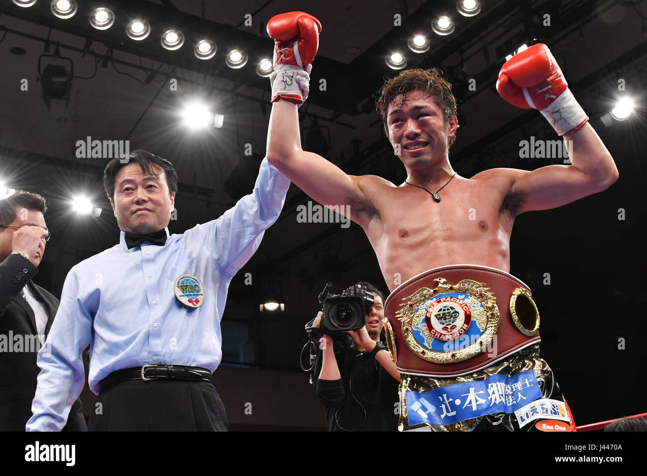 Tokyo, Japan. 13th Apr, 2017. (R-L) Masayuki Ito (JPN), Katsuhiko Nakamura (Referee) Boxing ...