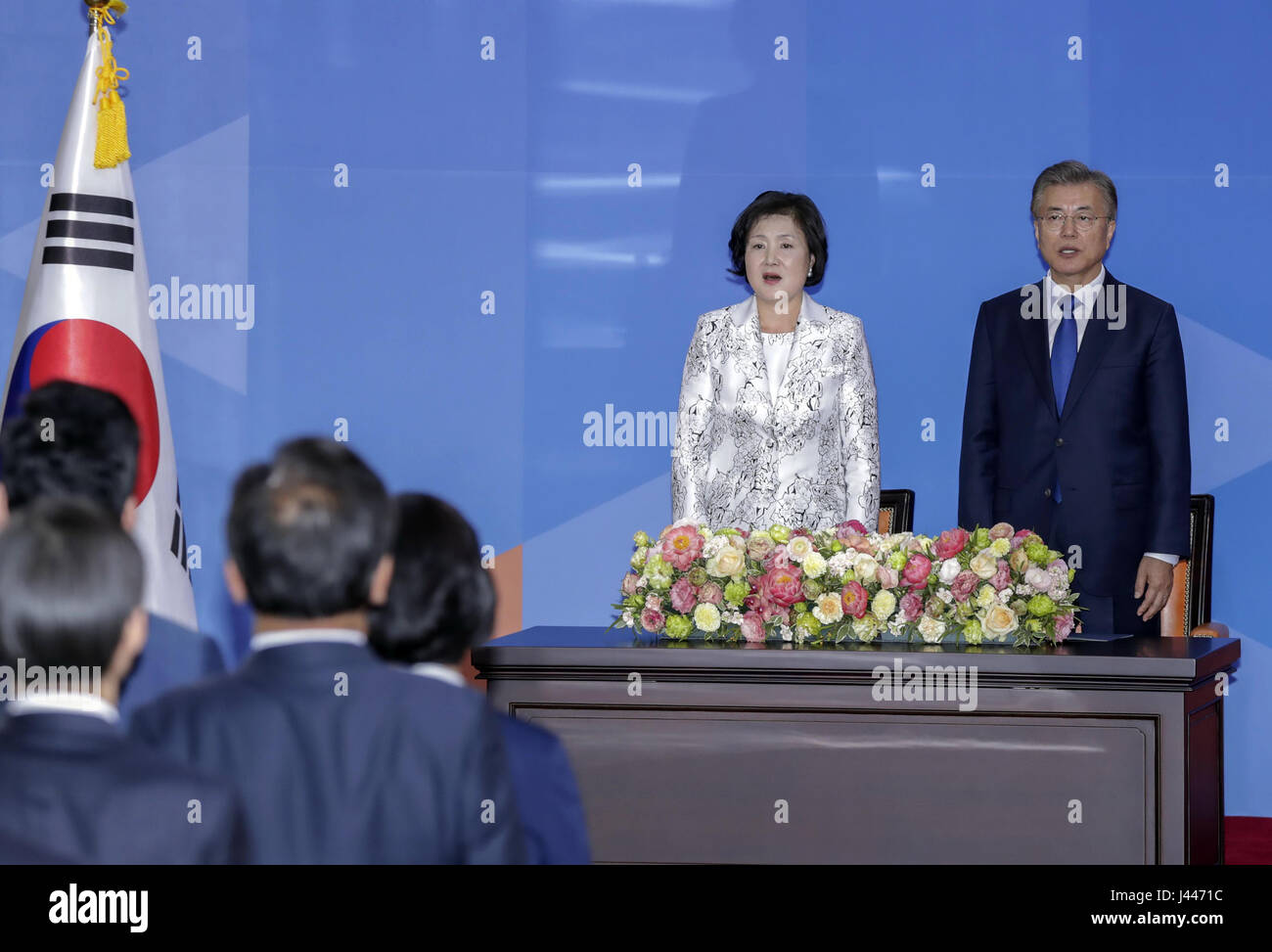 Seoul, South Korea. 10th May, 2017. Moon Jae-in and his wife Kim Jung ...