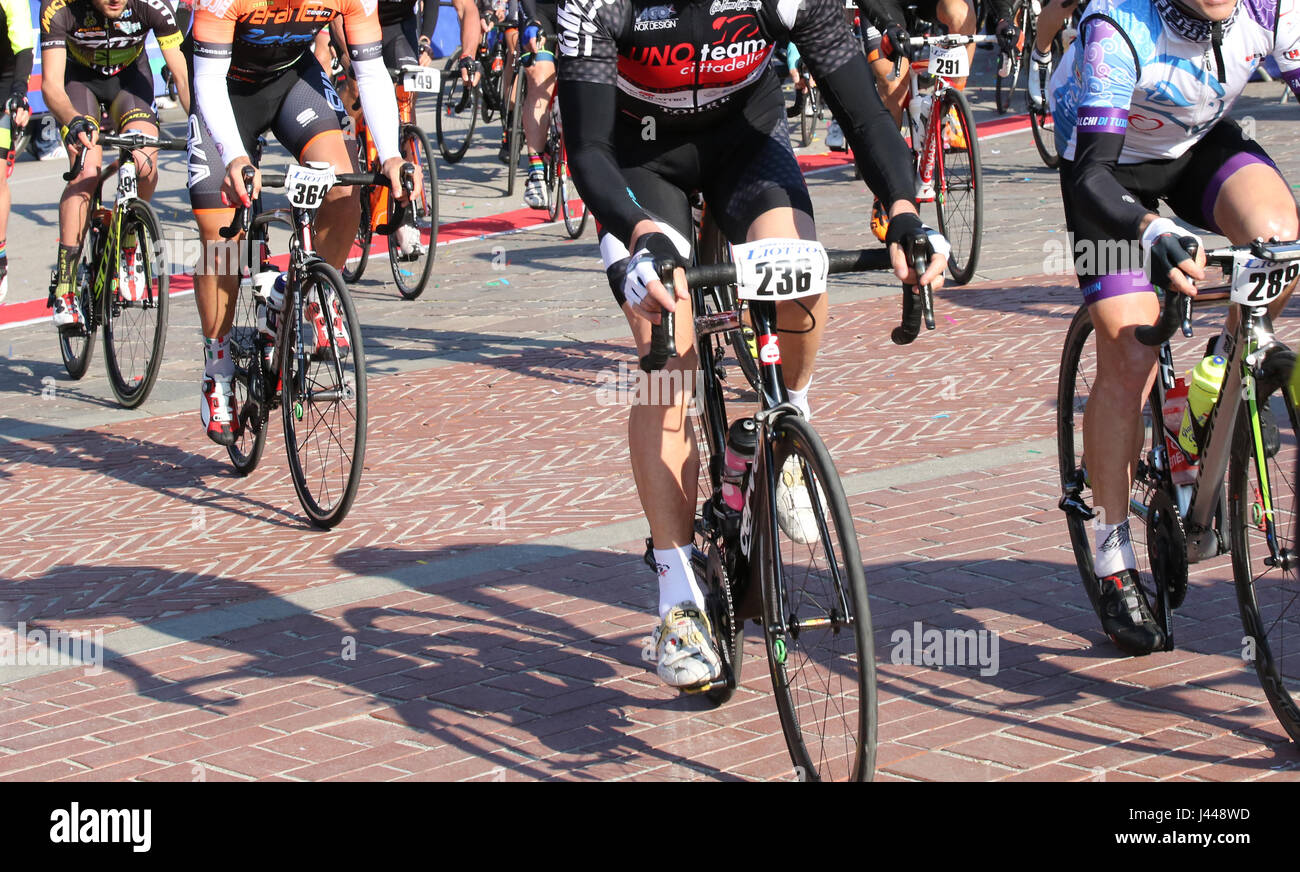 Vicenza, VI, Italy - April 30, 2017: cyclists with racing bikes during ...