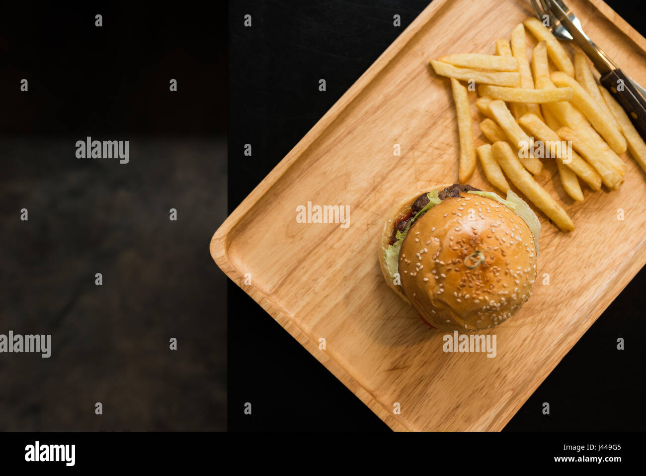 Top view of home made burgers Stock Photo - Alamy