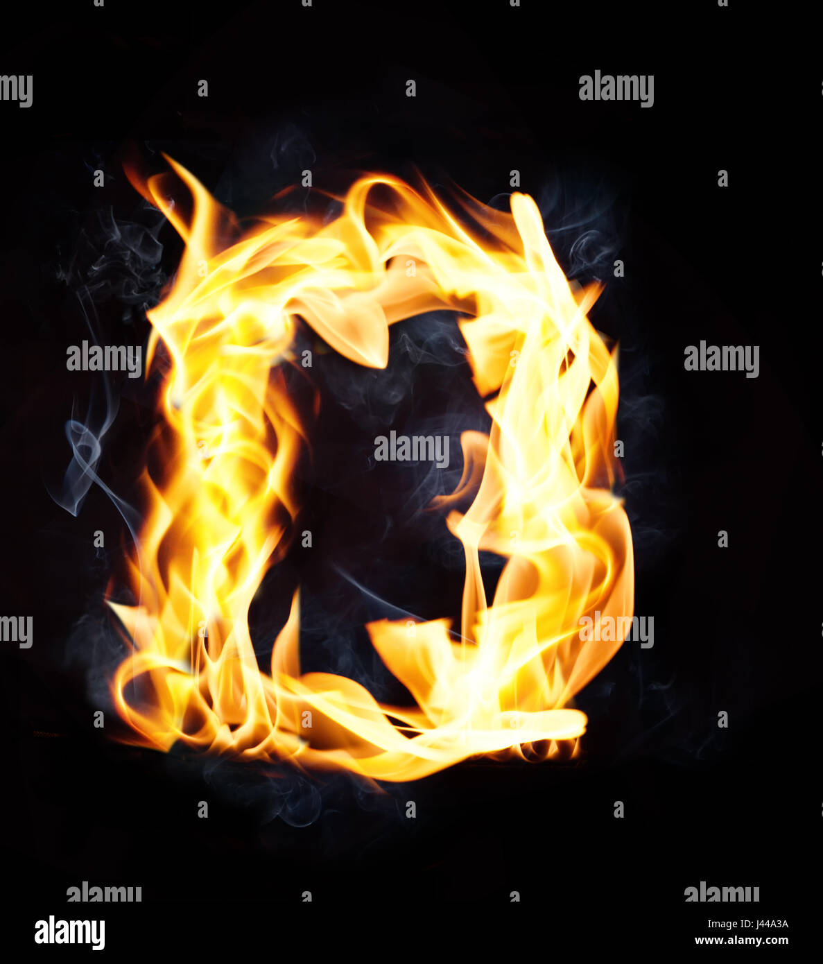 Letter D. Fire and smoke alphabet over black background Stock Photo - Alamy