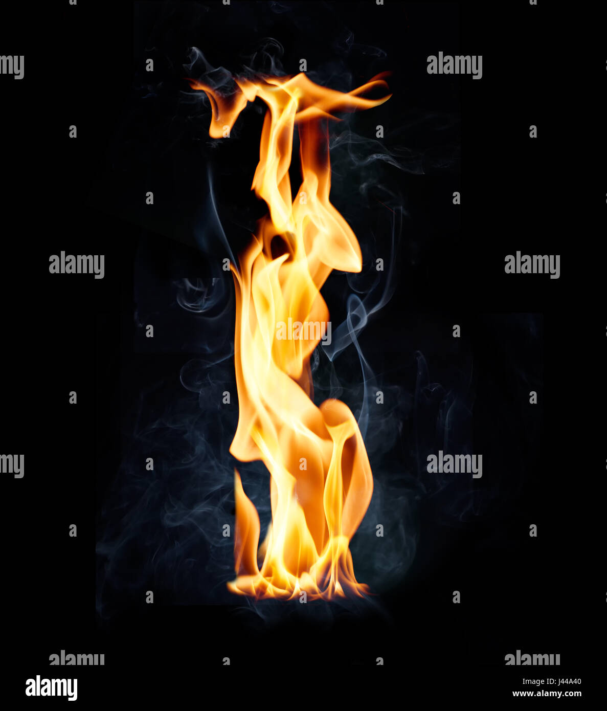 Letter I. Fire and smoke alphabet over black background Stock Photo - Alamy