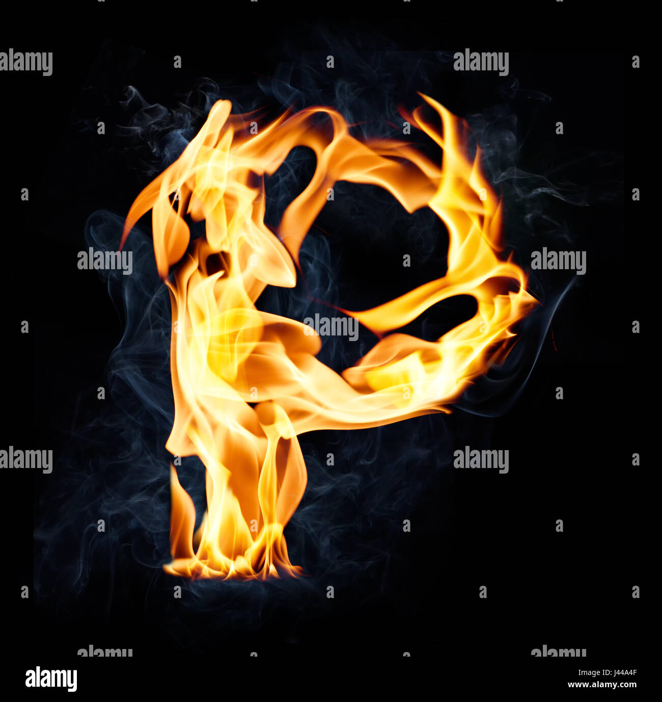 Letter P. Fire and smoke alphabet over black background Stock Photo - Alamy