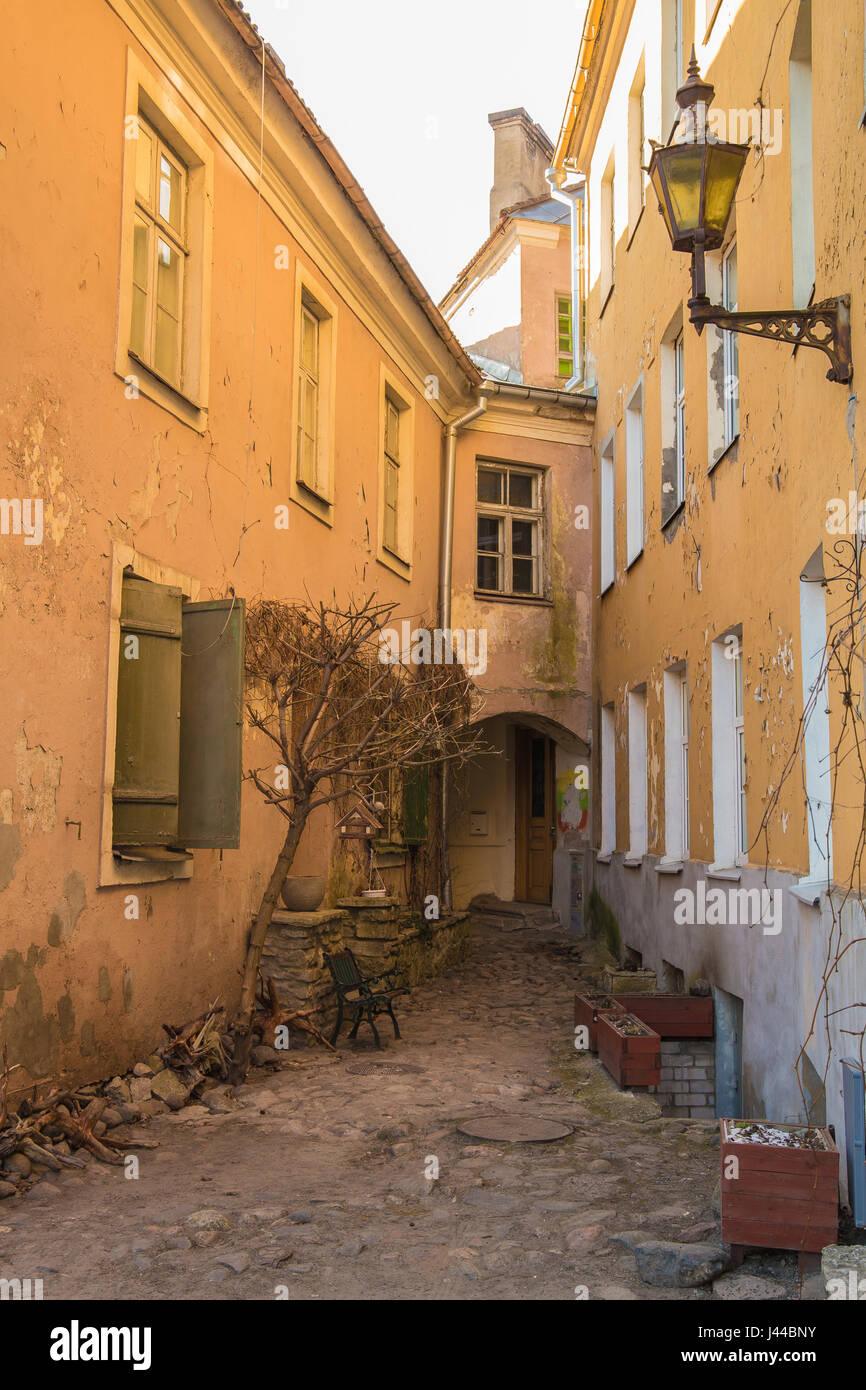 Small old corner street Stock Photo - Alamy