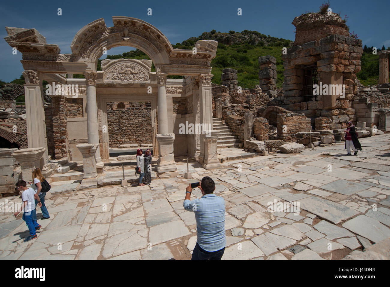 Tourists Visiting Ancient Ephesus near Selcuk in Turkey Stock Photo - Alamy