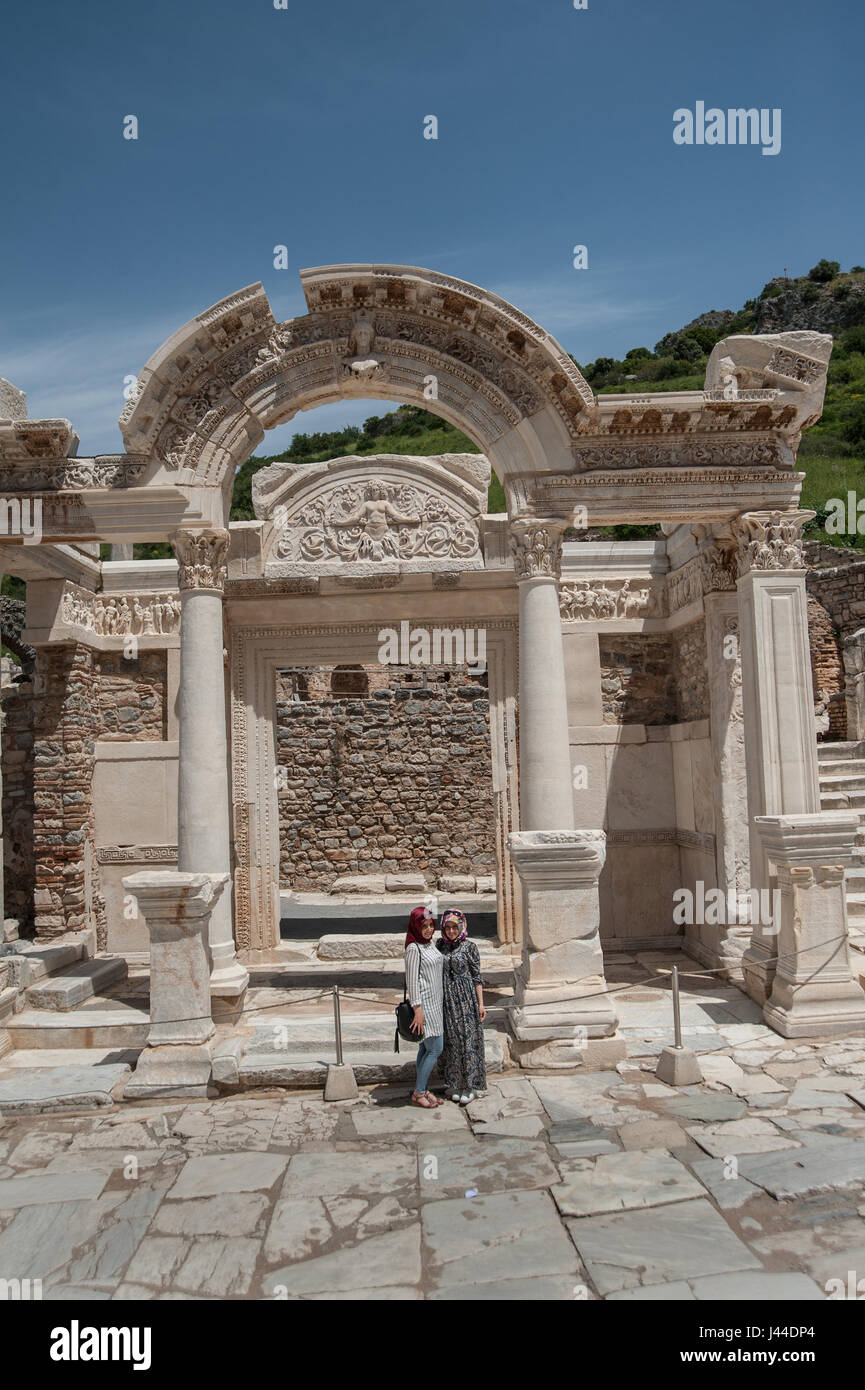 Tourists Visiting Ancient Ephesus near Selcuk in Turkey Stock Photo - Alamy