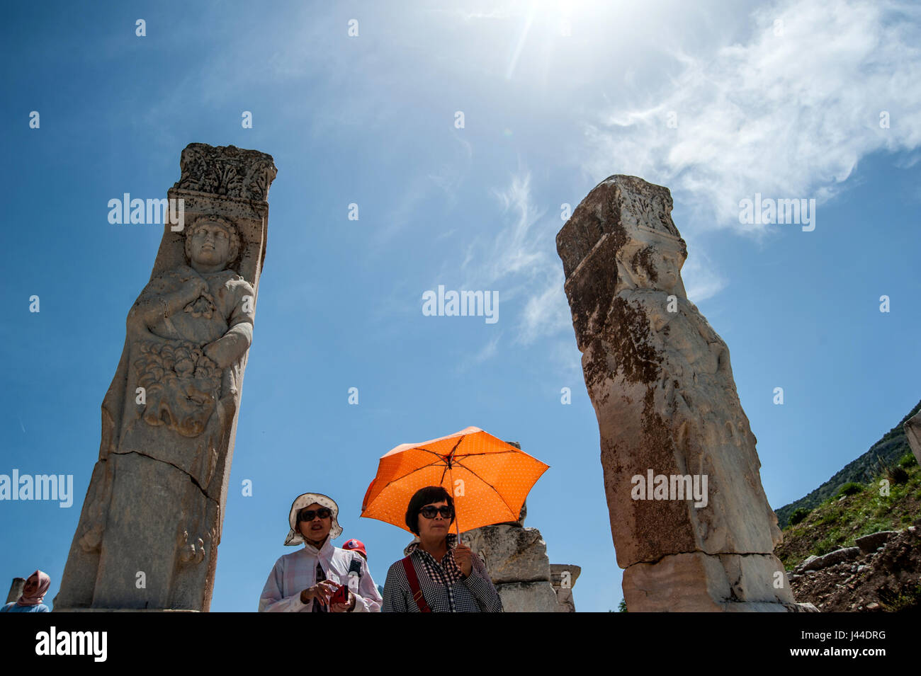 Tourists Visiting Ancient Ephesus near Selcuk in Turkey Stock Photo - Alamy