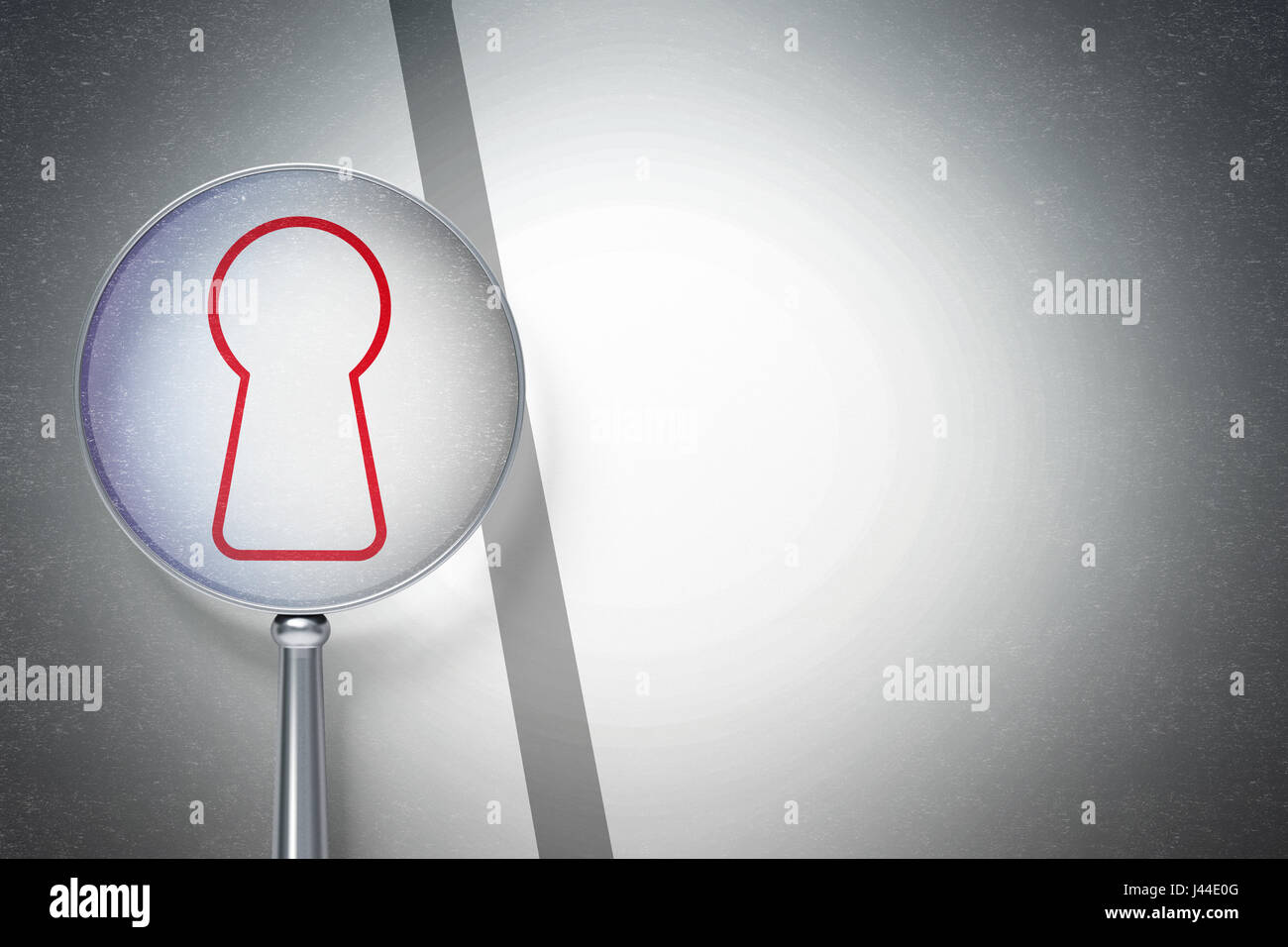 Information concept: Keyhole with optical glass on digital background ...