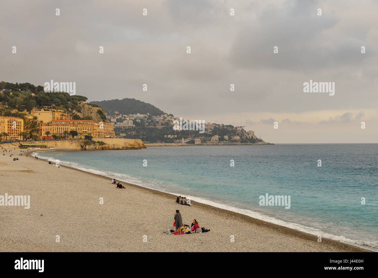 NICE, FRANCE, on April 13, 2017: Peoples walking and relaxing on Nice ...