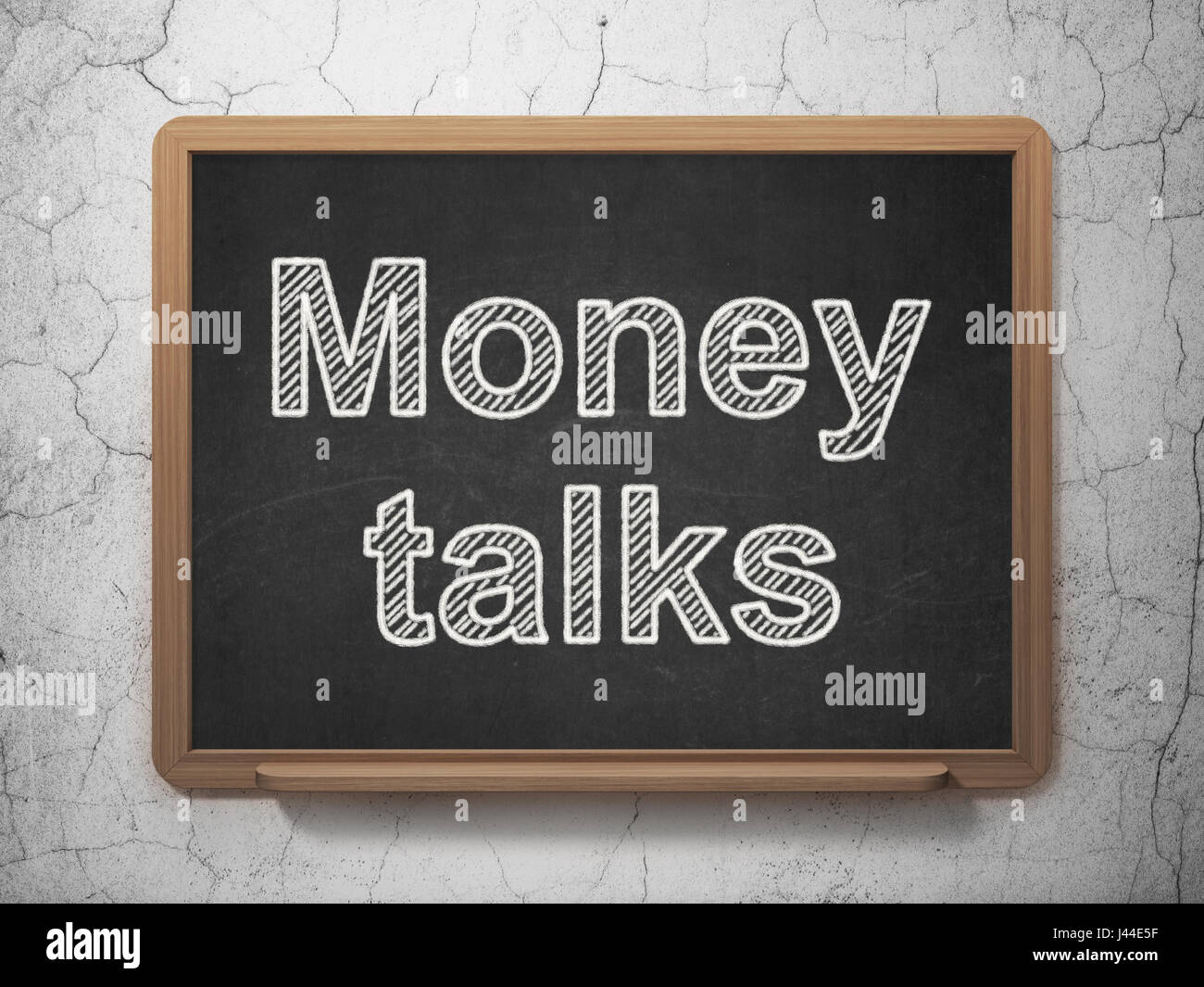 Finance concept: Money Talks on chalkboard background Stock Photo - Alamy