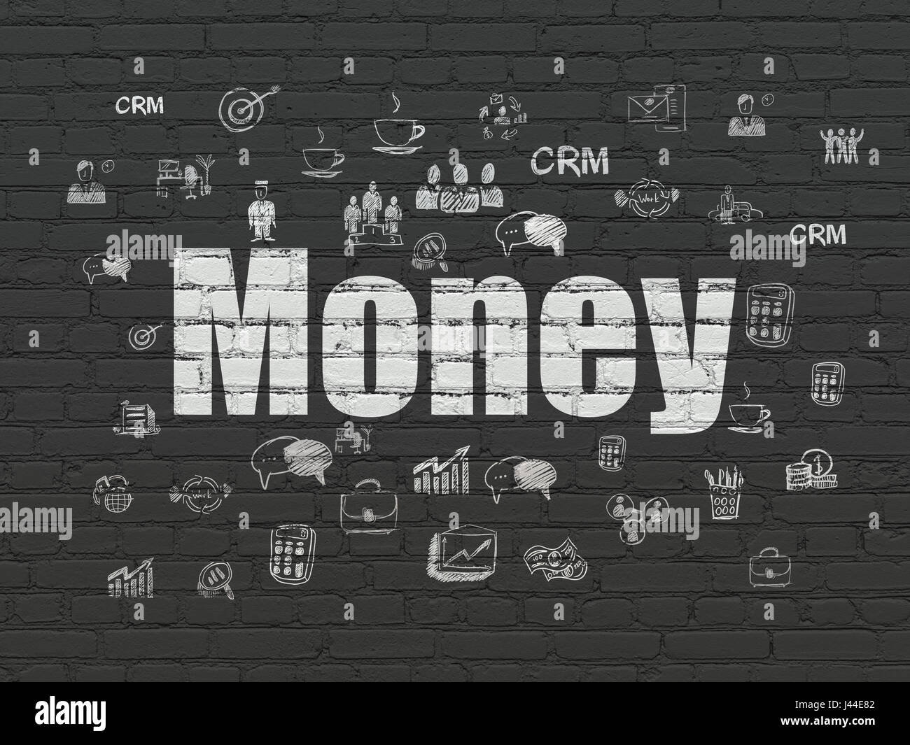 Finance concept: Money on wall background Stock Photo - Alamy