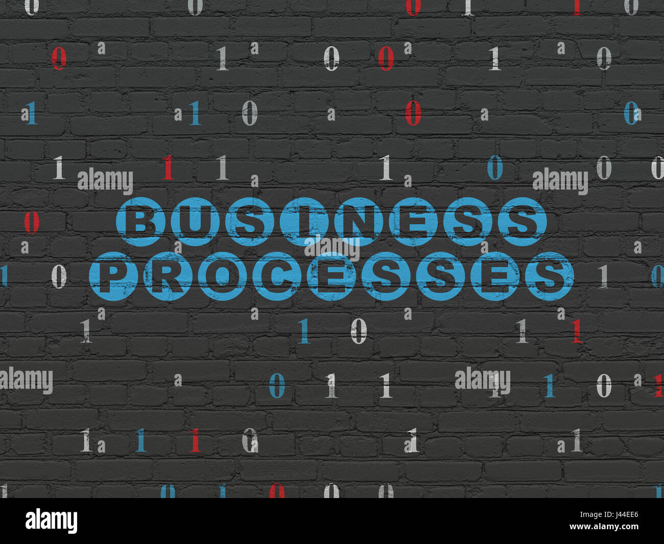 Finance concept: Business Processes on wall background Stock Photo - Alamy
