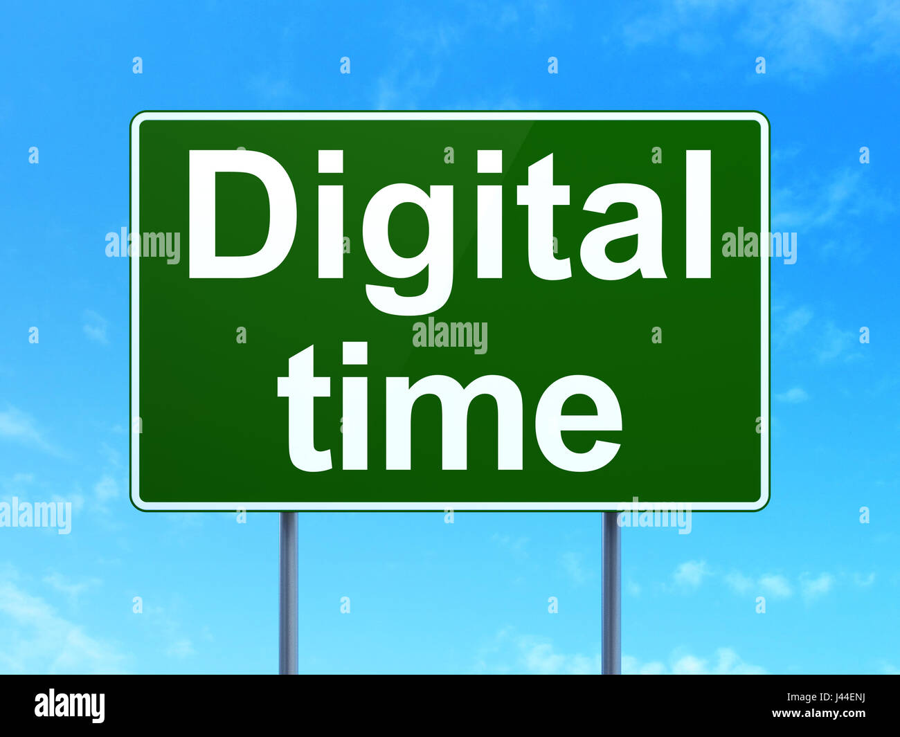 Time concept: Digital Time on road sign background Stock Photo - Alamy