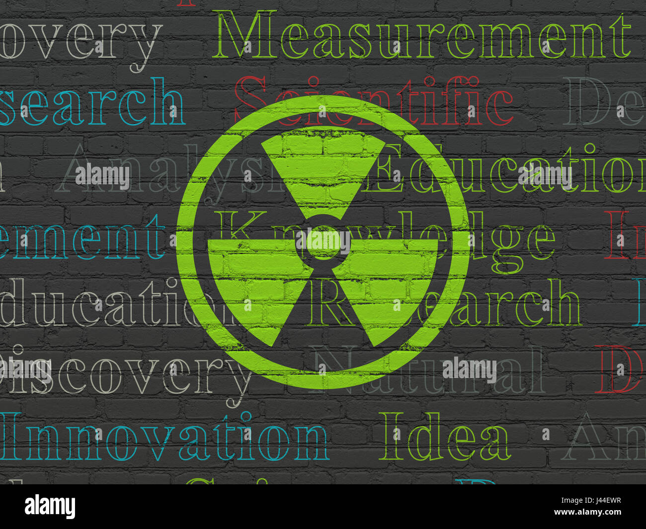 Science concept: Radiation on wall background Stock Photo - Alamy