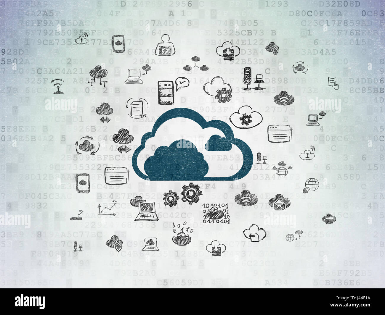 Cloud computing concept: Cloud on Digital Data Paper background Stock ...