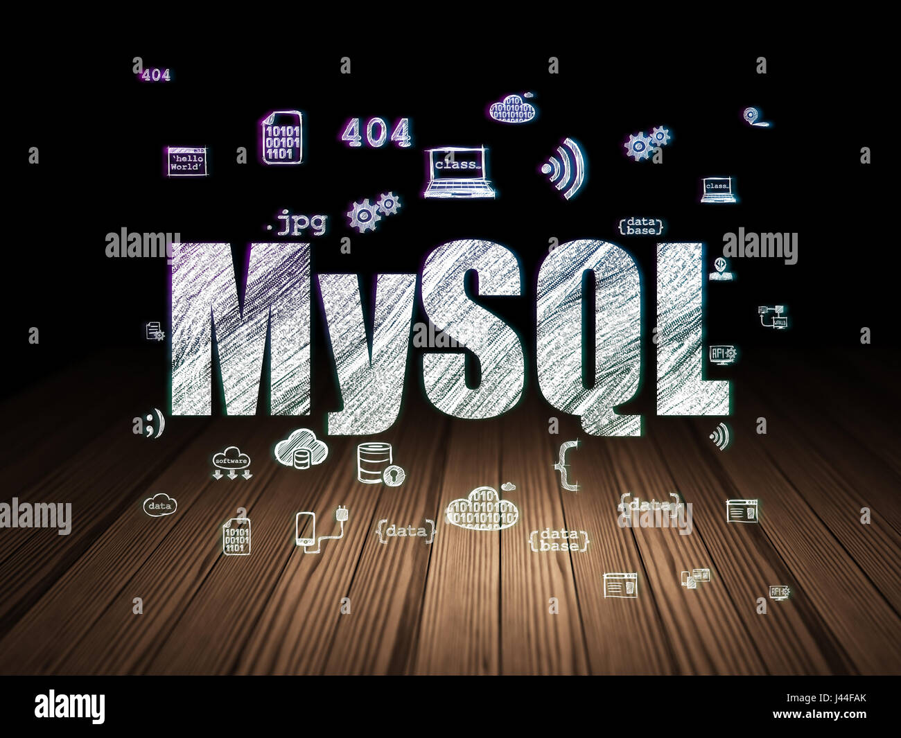 Programming concept: MySQL in grunge dark room Stock Photo - Alamy