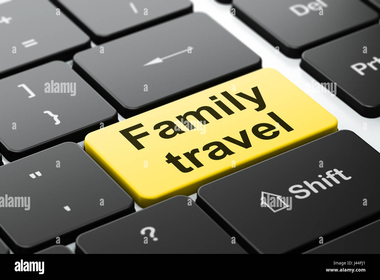 Vacation concept: Family Travel on computer keyboard background Stock ...